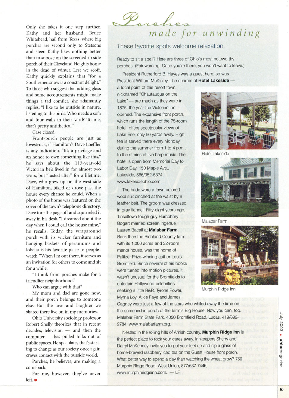 In Praise of Porches – Linda Feagler